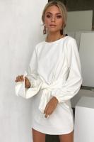China Women Apparel Summer White Puff Sleeve Mini Dress for sale