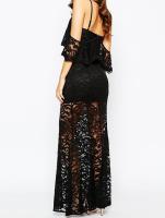 China Elegant Black Sexy Long Lace Maxi Evening Dresses for sale