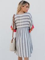 China Women Casual Striped Dresses With Color Tassel for sale