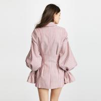China Stripe ballon sleeves V neck blazer mini dress for sale