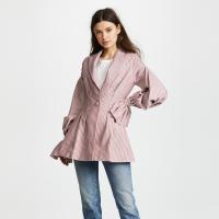 China Stripe ballon sleeves V neck blazer mini dress for sale