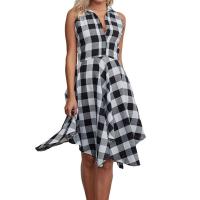 China Women Plaid V-Neck Sleeve Casual Dress for sale