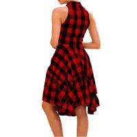 China Women Plaid V-Neck Sleeve Casual Dress for sale