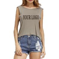 China 2019 High Quality Custom Printing sexy fashion blank sleeveless women t shirt with your logo for sale