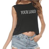 China 2019 High Quality Custom Printing sexy fashion blank sleeveless women t shirt with your logo for sale