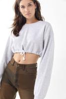 China Fall Drawstring Hem Cropped Sweatshirt for sale
