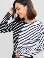China Antumn Women Contrasting Stripes Long Sleeve T-shirt for sale