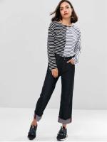 China Antumn Women Contrasting Stripes Long Sleeve T-shirt for sale