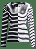 China Antumn Women Contrasting Stripes Long Sleeve T-shirt for sale
