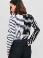 China Antumn Women Contrasting Stripes Long Sleeve T-shirt for sale
