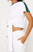 China White stripe crop top T shirt ladies for sale