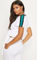China White stripe crop top T shirt ladies for sale