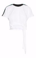 China White stripe crop top T shirt ladies for sale