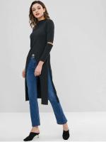 China High Low Slit Custom Longline T Shirt For Women for sale