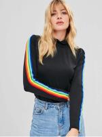 China New Fashion Rainbow Stripe Long Sleeve Cotton T Shirt for sale