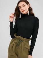 China Blank Open Back Long Sleeve Ribbed Turtleneck Crop Top for sale