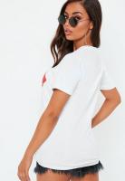 China White Rolling Stones Licked Graphic T Shirt Women Clothing for sale