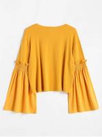 China Plus Size Women Clothing Long Ruffles Flare Sleeve T Shirt for sale