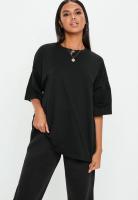 China Logo Custom Black Drop Shoulder Oversized T Shirt Clothing Women for sale