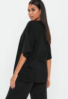 China Logo Custom Black Drop Shoulder Oversized T Shirt Clothing Women for sale