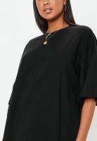 China Logo Custom Black Drop Shoulder Oversized T Shirt Clothing Women for sale