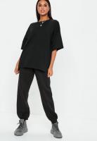 China Logo Custom Black Drop Shoulder Oversized T Shirt Clothing Women for sale