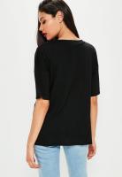 China Black Choker Neck Cut Out Clothing T Shirt Women for sale