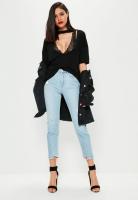 China Black Choker Neck Cut Out Clothing T Shirt Women for sale