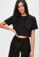 China Petite Clothing Black Roll Sleeve T Shirt Women for sale