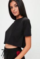 China Petite Clothing Black Roll Sleeve T Shirt Women for sale