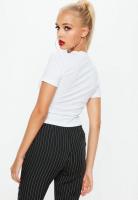 China White Rose Embroidered Crop T Shirt Clothing Women for sale