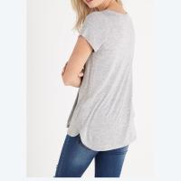 China Custom Logo V Neck Clothing T Shirt Women for sale