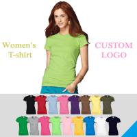 China Wholesale Cheap Plain Tee Custom Logo 180G Cotton Woman T-shirt in bulk for sale