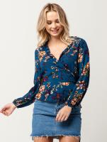 China Latest Long Sleeve New Design Floral Printed Tops for sale