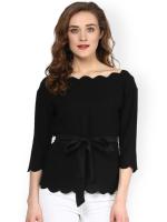 China Women Fashionable Black Scalloped Top for sale