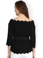 China Women Fashionable Black Scalloped Top for sale