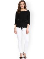 China Women Fashionable Black Scalloped Top for sale