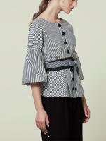 China Fashion Womans Big Sleeve Blouse With Stripe for sale