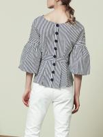 China Fashion Womans Big Sleeve Blouse With Stripe for sale