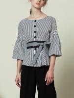 China Fashion Womans Big Sleeve Blouse With Stripe for sale