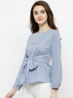 China Women White & Blue Striped Blouse for sale