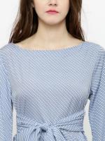 China Women White & Blue Striped Blouse for sale