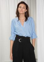 China Frill Sleeve Designs Blouse For Woman for sale