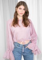 China Cotton Fabric Bell Sleeve Women Blouse for sale