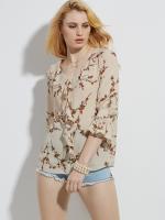 China Women Korean Chiffon Floral Print Blouse for sale
