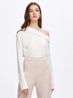 China Elegant Women Blouse Tops With Asymmetrical Neck for sale
