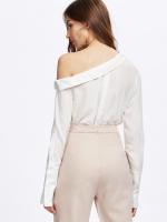 China Elegant Women Blouse Tops With Asymmetrical Neck for sale