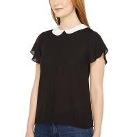 China Simple style women chiffon black blouse for sale