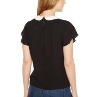 China Simple style women chiffon black blouse for sale