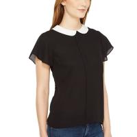 China Simple style women chiffon black blouse for sale